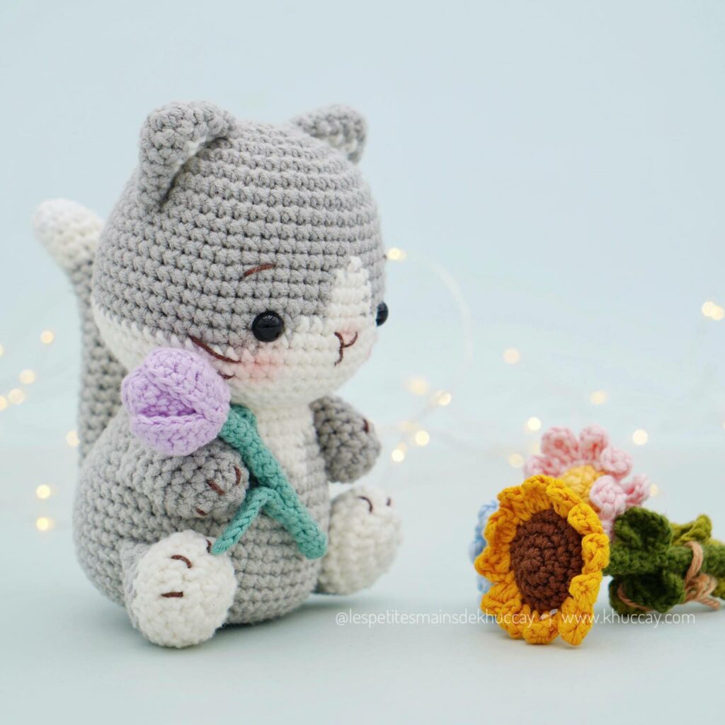 Bundle 3 crochet patterns of cats and flowers - Khuc Cay